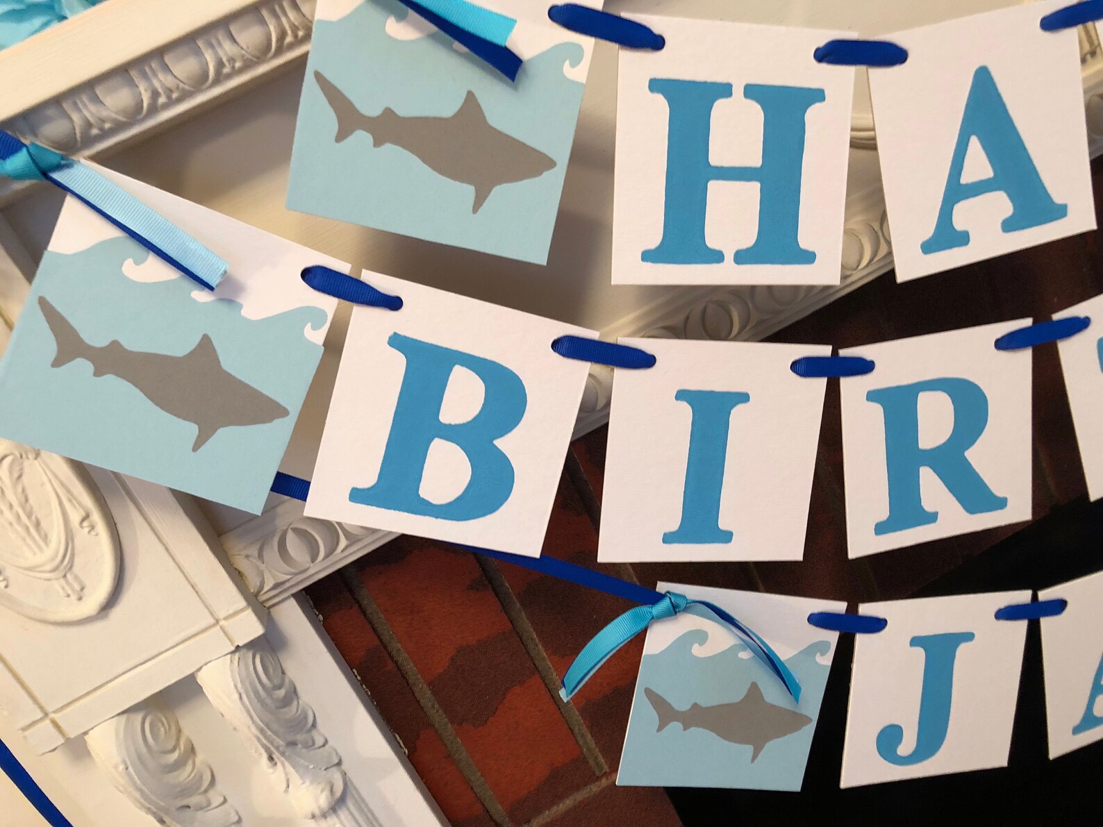 Shark First Birthday Decorations Custom Happy Birthday - Etsy