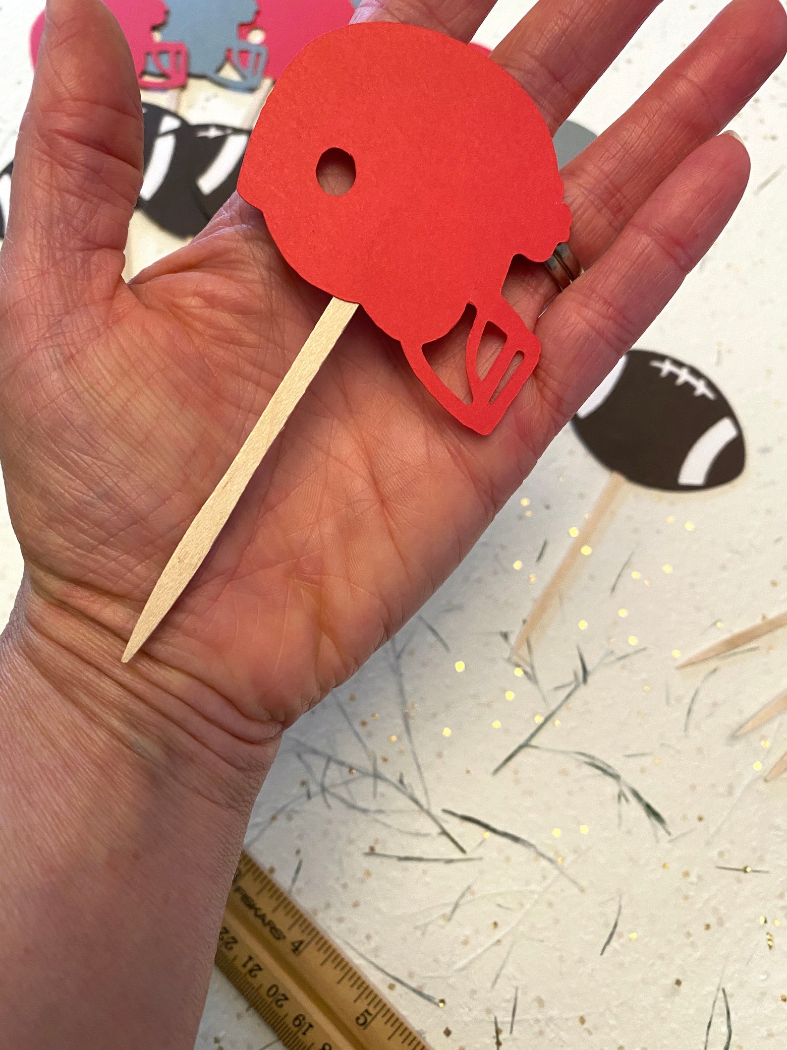 football-cupcake-toppers-first-year-down-decor-football-etsy