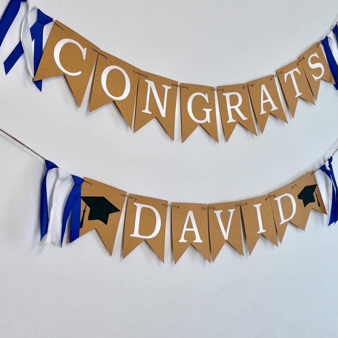 Royal Blue and White Graduation Name Banner, Your Colors Congrats ...