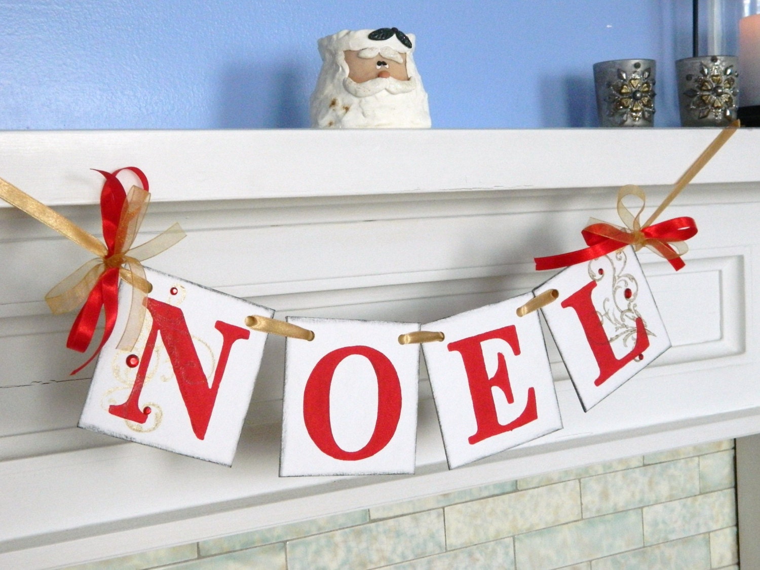 Christmas Decorations Noel Banner Vintage Christmas Mantle | Etsy