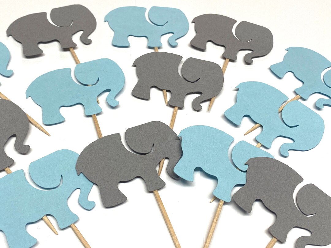 Cupcake Toppers / Elephant Baby Shower Cupcake Toppers Boy / Elephant ...
