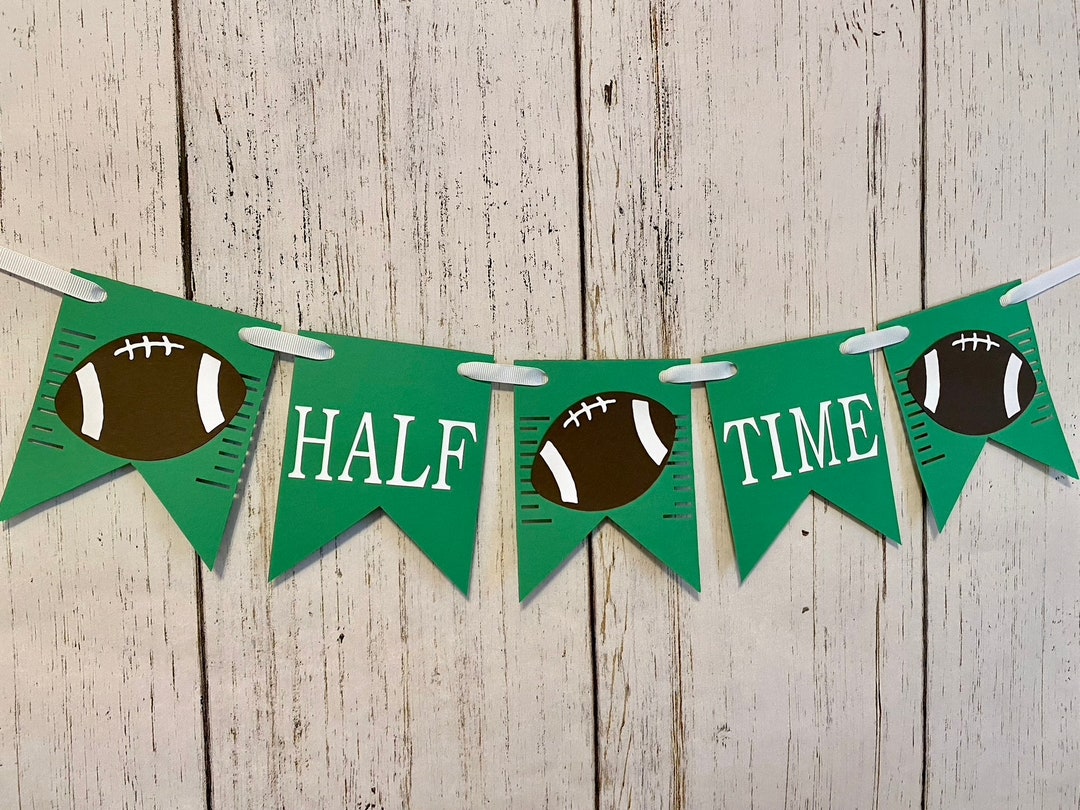 Football Half Birthday Banner: Green & White Party Decor - Etsy