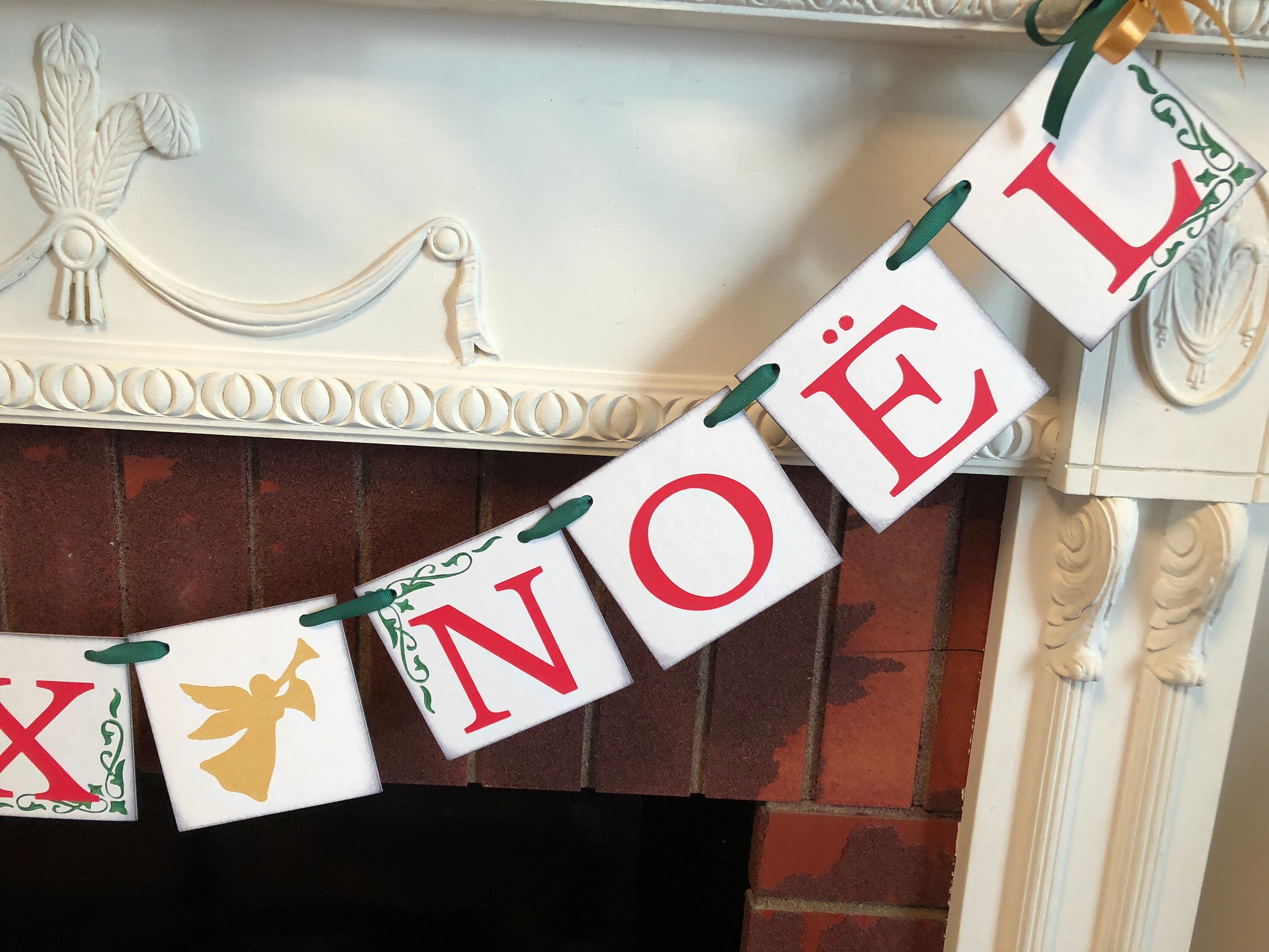 Christmas Fireplace Banner French JOY to the WORLD Banner | Etsy