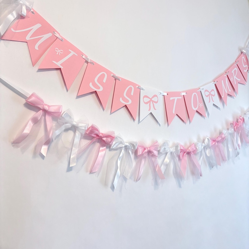 Pink Bow Bridal Shower Banner: Miss to Mrs, Coquette Party Decor - Etsy
