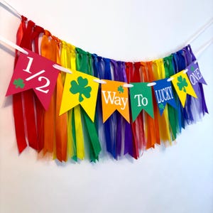 Rainbow St Patricks Day Half Birthday Banner: High Chair Decor - Etsy