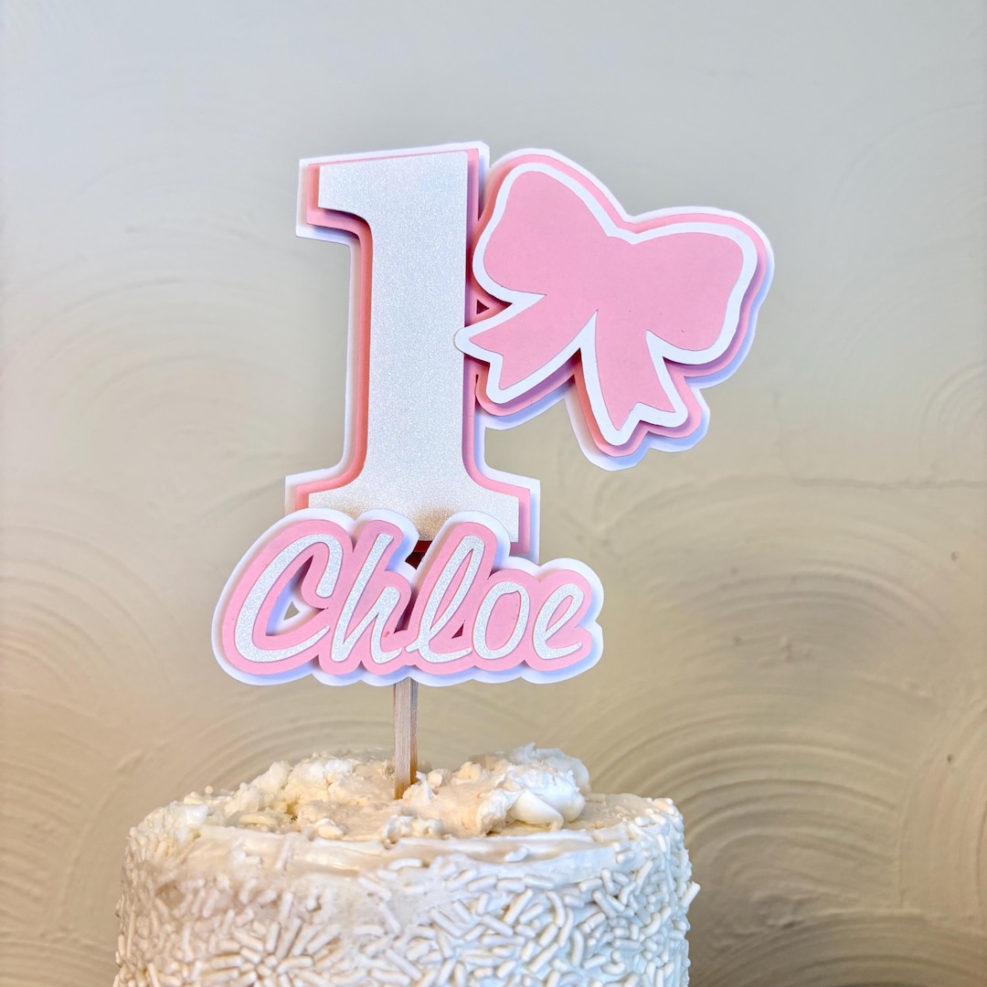 Bow 1st Birthday Decoration , Personalized Number 1 Bow Cake Topper ...