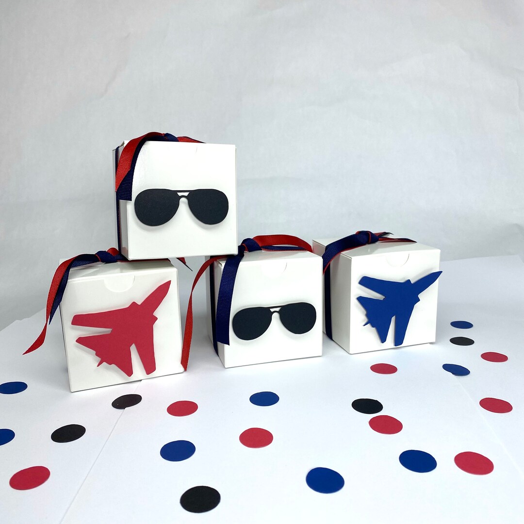Top One 1st Birthday Favor Boxes - Military Jet Baby Shower Decor - Two ...