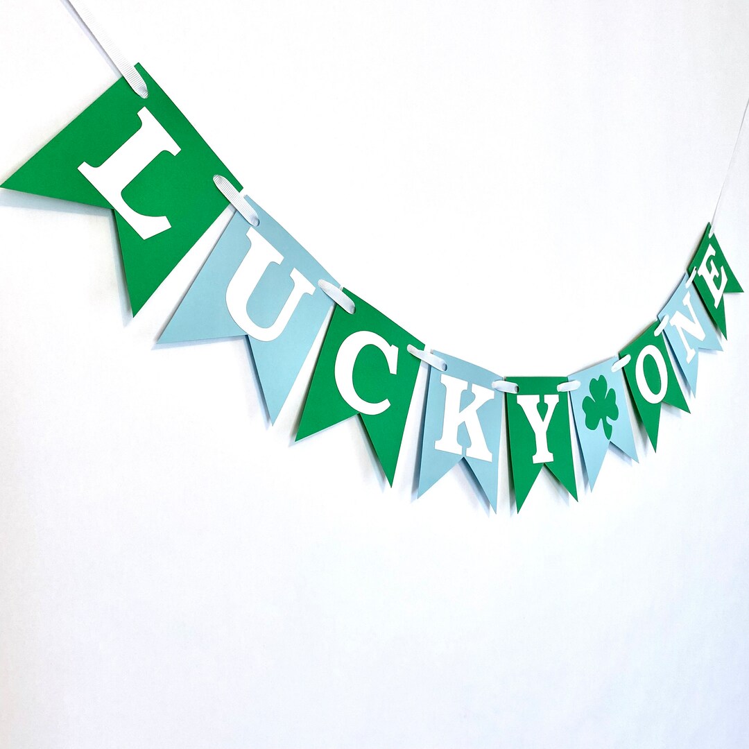 Lucky One Banner: Shamrock 1st Birthday, Blue St Patricks Day Decor - Etsy