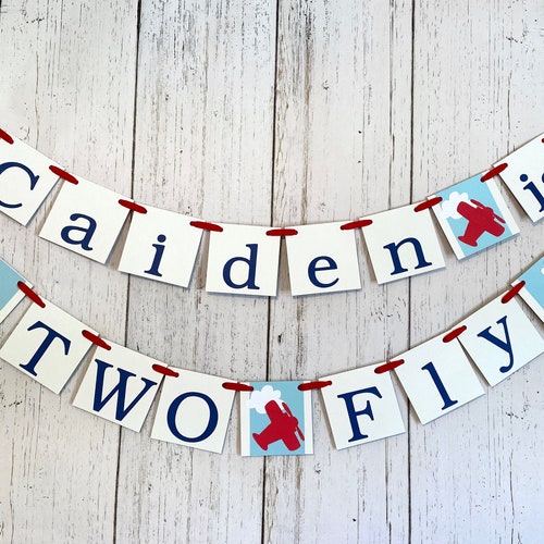 TWO Fly 2nd Birthday Decoration Boys Birthday Airplane 2nd - Etsy