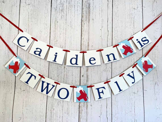 TWO Fly 2nd Birthday Decoration - Custom Boys birthday- Airplane 2nd ...