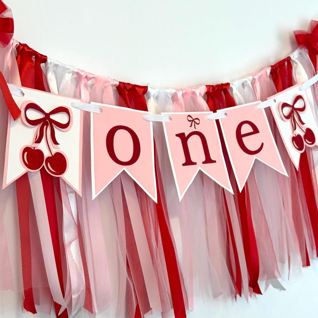 Cherry Sweet First Birthday -bow Birthday Banner - 1st Birthday Party ...