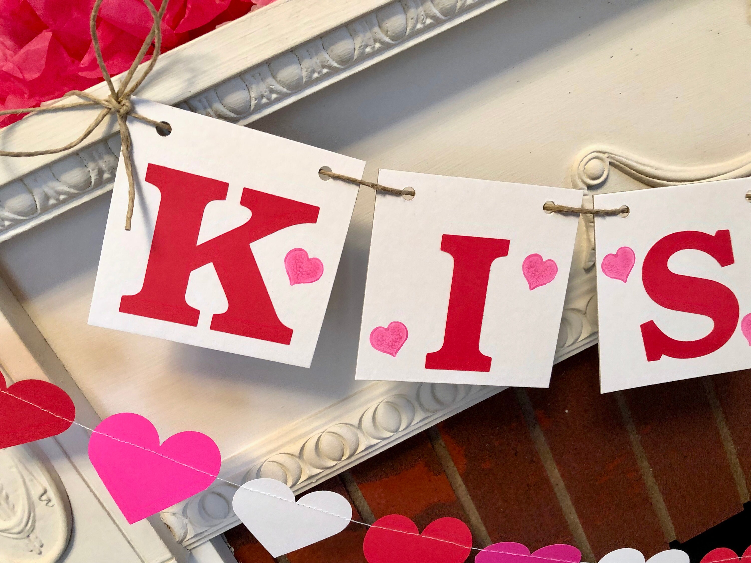 Valentines Day Photo Prop Kisses Banner Kissing Booth Sign | Etsy