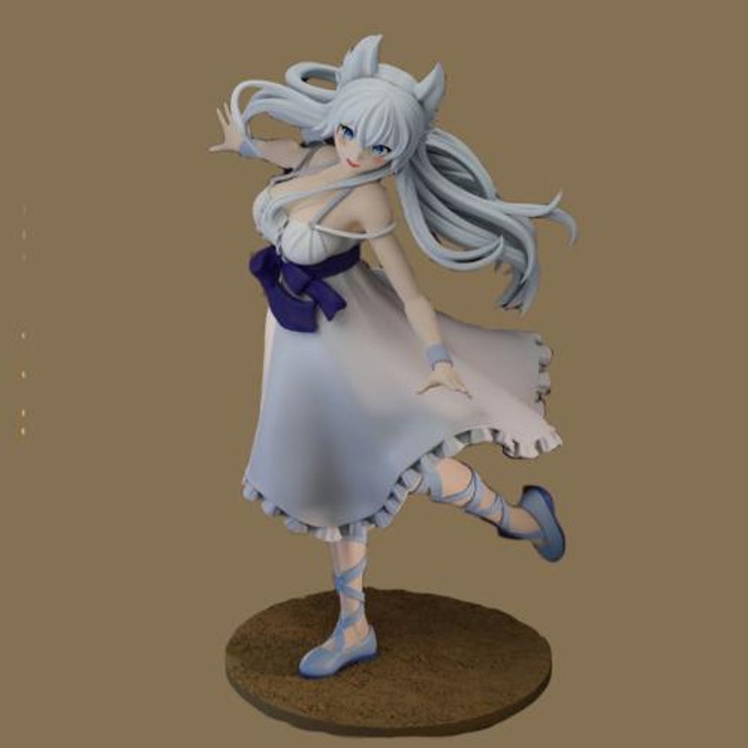 White Wolf Girl STL File | High Detail Anime Wolf Waifu 3D Model ...