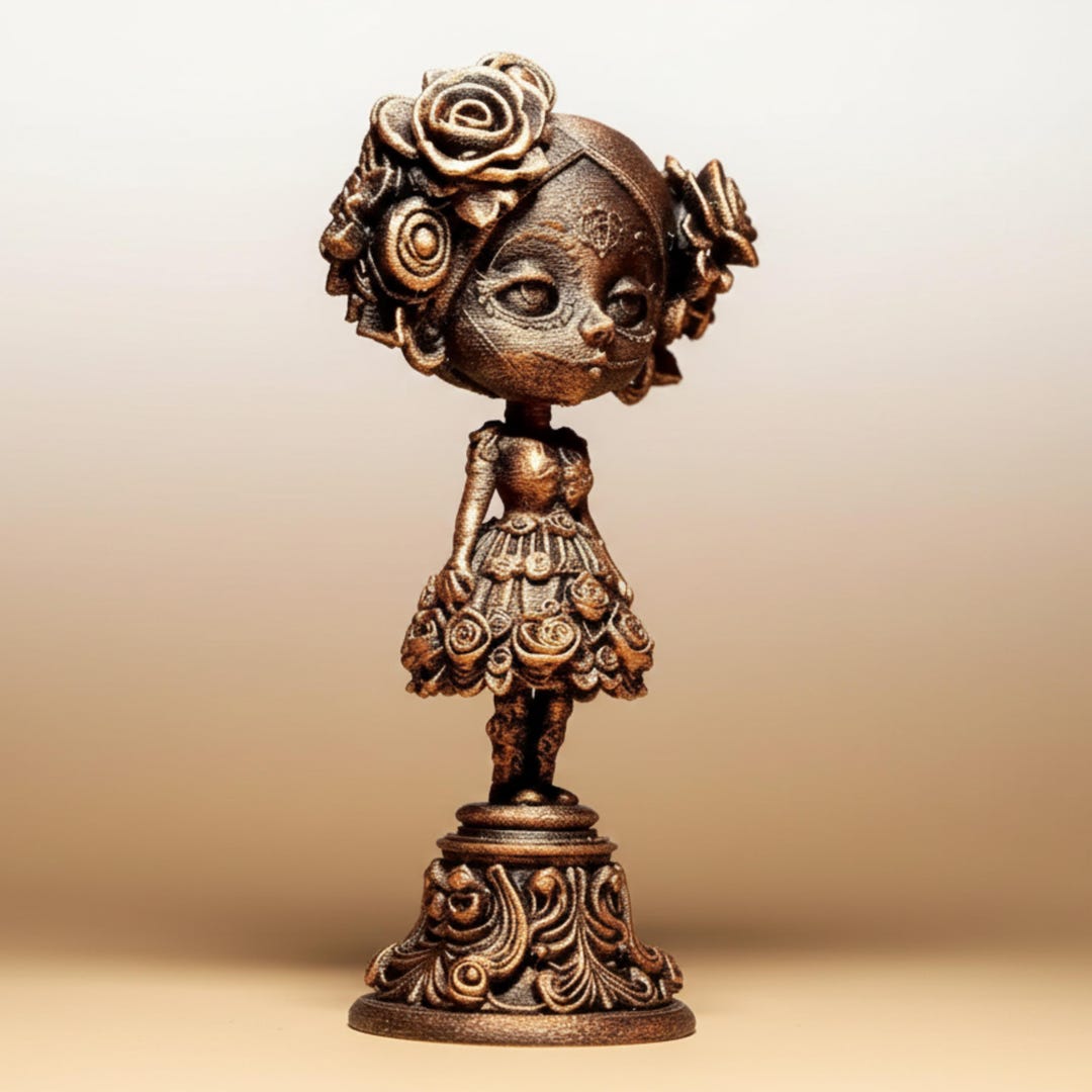 Catrina Chibi Figurine STL File | 3D Printable Day of the Dead Girl ...