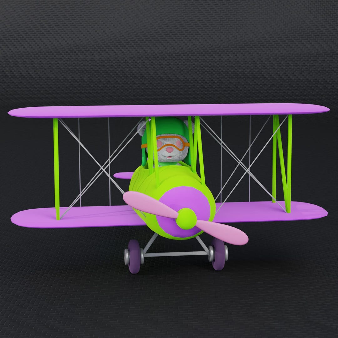 Cute Cartoon Pilot Airplane 3D Model STL File | Articulated Biplane Toy ...
