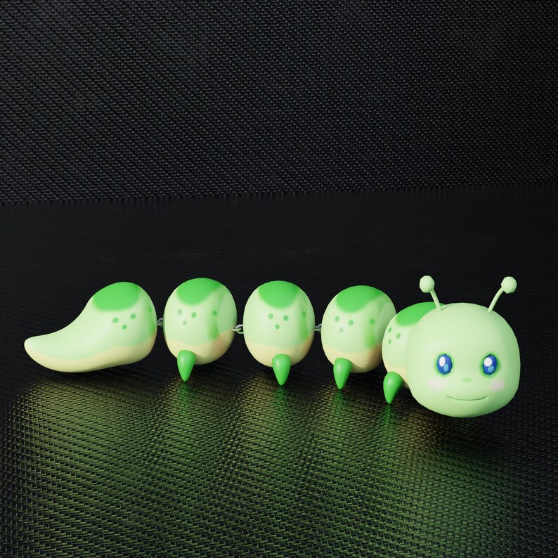 Articulated Flexi Caterpillar STL, Cute 3D Print Toy, Flexi Bug Model ...