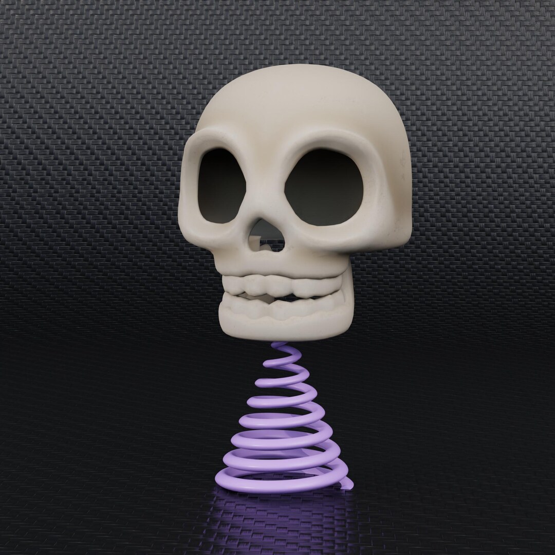 Flexi Skull Spring 3D STL File | Articulated Skeleton Head Model | High ...