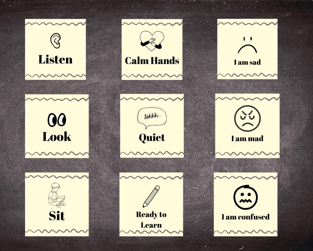 Classroom Visual Cue Cards | Emotion Regulation Cards | PEC | Sit ...