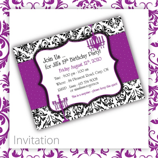 Damask Invitation - Etsy