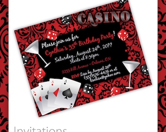 Casino Party Invitations - Gamble Love . Casino Birthday Invitation ...