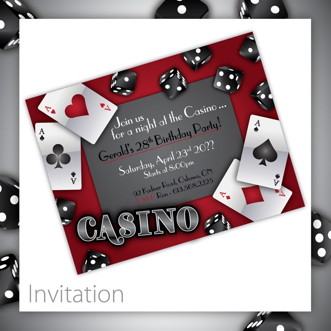Casino Party Invitations - Gamble Love . Casino Birthday Invitation ...