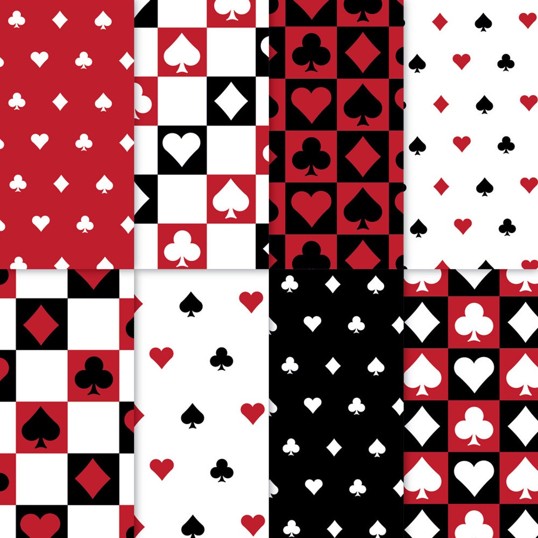 CASINO Paper Shapes : Black & Red Digital Casino Paper, Casino ...