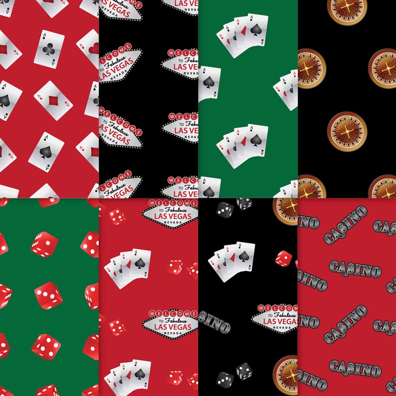 Casino Theme Paper - Black + Red + Green 2 - Casino Paper, Printable ...
