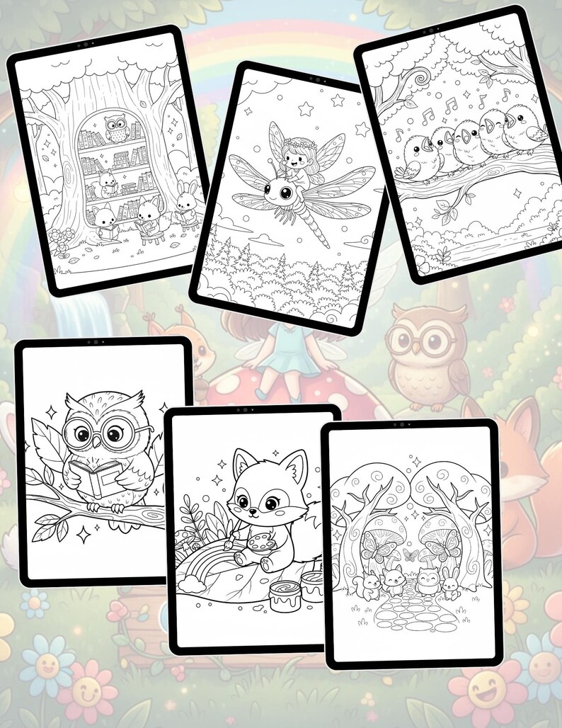 Magical Forest Friends Coloring Book for Kids, Fairy & Animals (digital ...