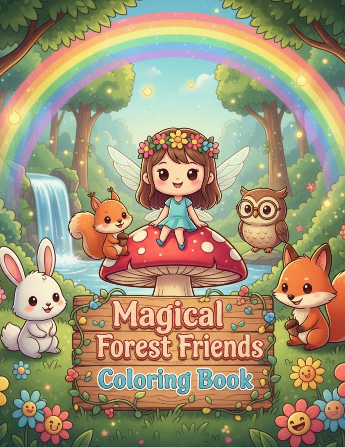 Magical Forest Friends Coloring Book for Kids, Fairy & Animals (digital ...