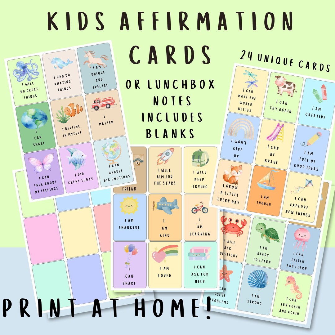 Positive Affirmation Cards for Kids | Printable | Print at Home ...