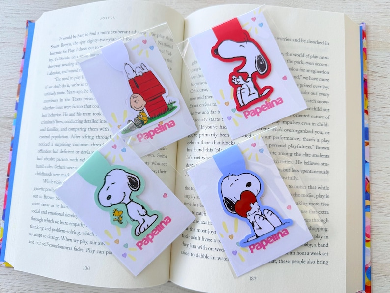 Snoopy Magnetic Bookmark Set - Etsy