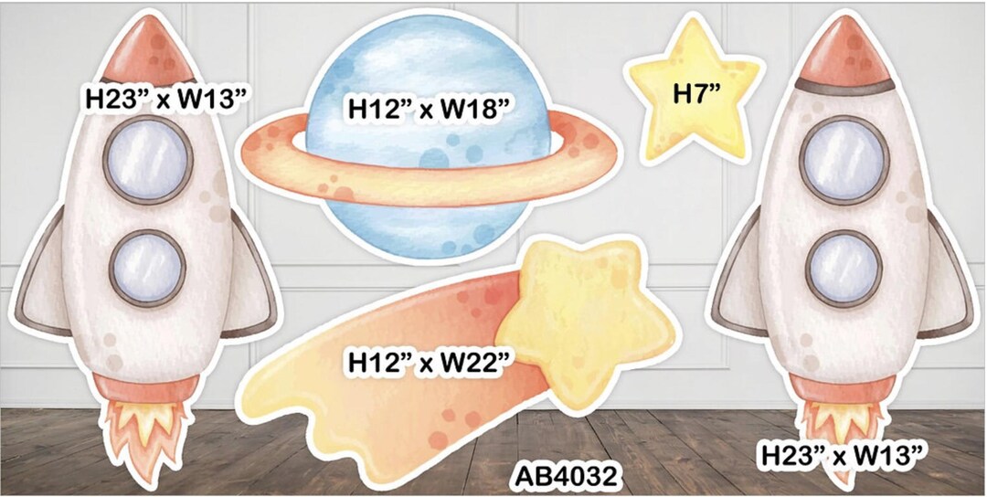 AB4032QS Watercolor Outer Space Astronaut Props Party ,stands Not ...