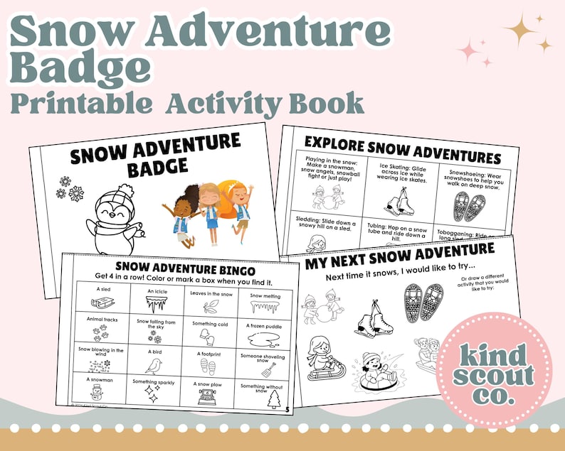 Snow Adventure Badge Workbook, Daisy Girl Scouts Printable, Learning ...