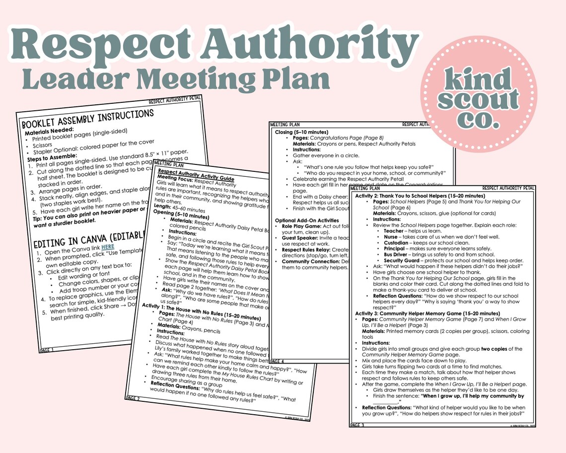 Daisy Girl Scouts Respect Authority Activity Booklet (printable PDF) - Etsy