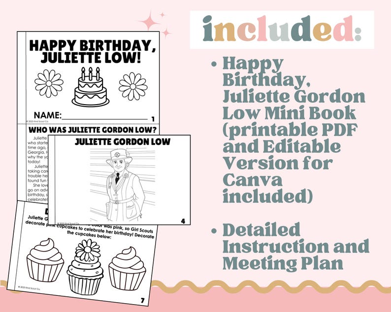 Daisy Girl Scouts Juliette Gordon Low Founder Birthday Activity Booklet ...