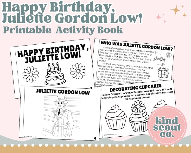 Daisy Girl Scouts Juliette Gordon Low Founder Birthday Activity Booklet ...