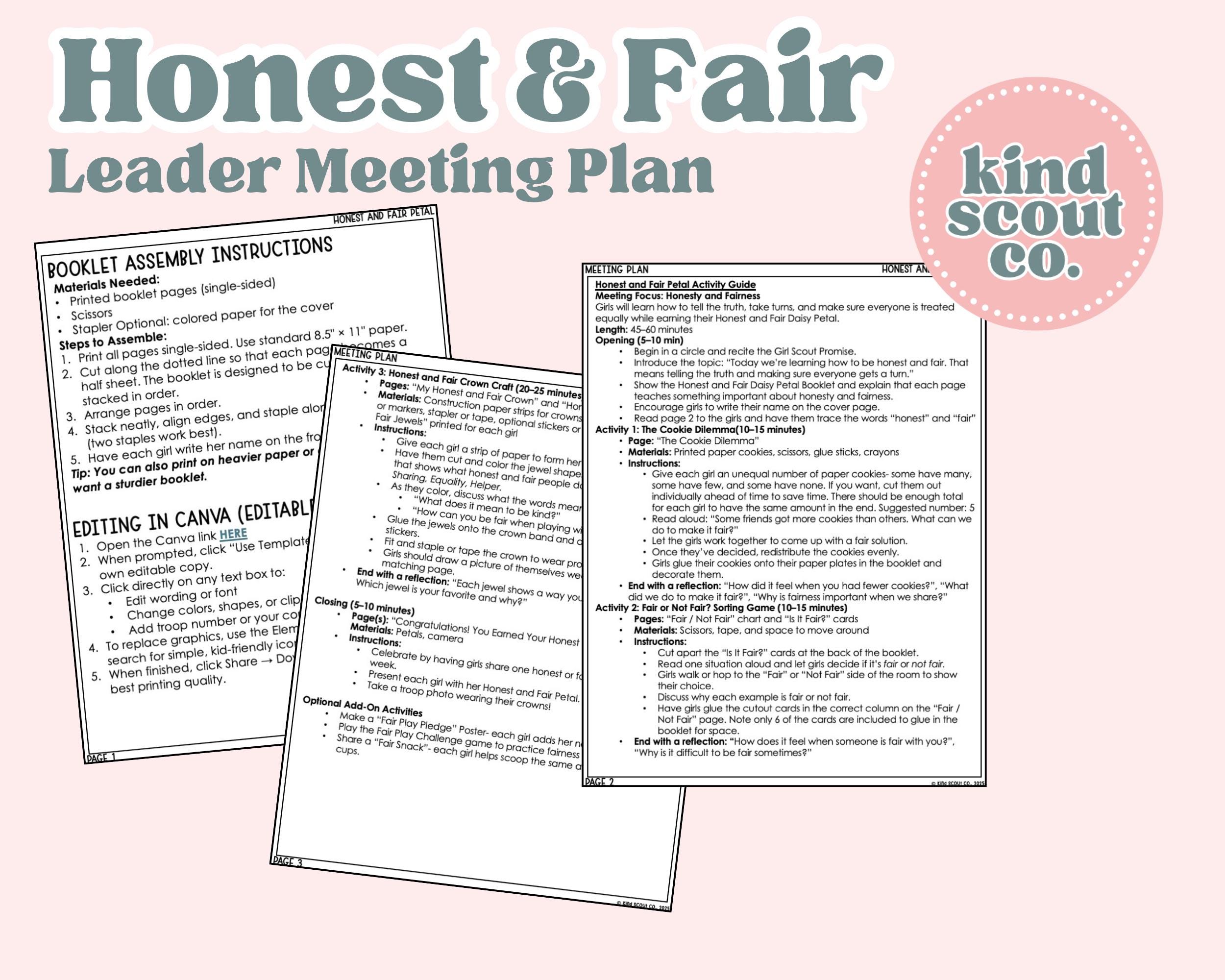Daisy Girl Scouts Honest and Fair Petal Activity Booklet (printable PDF ...