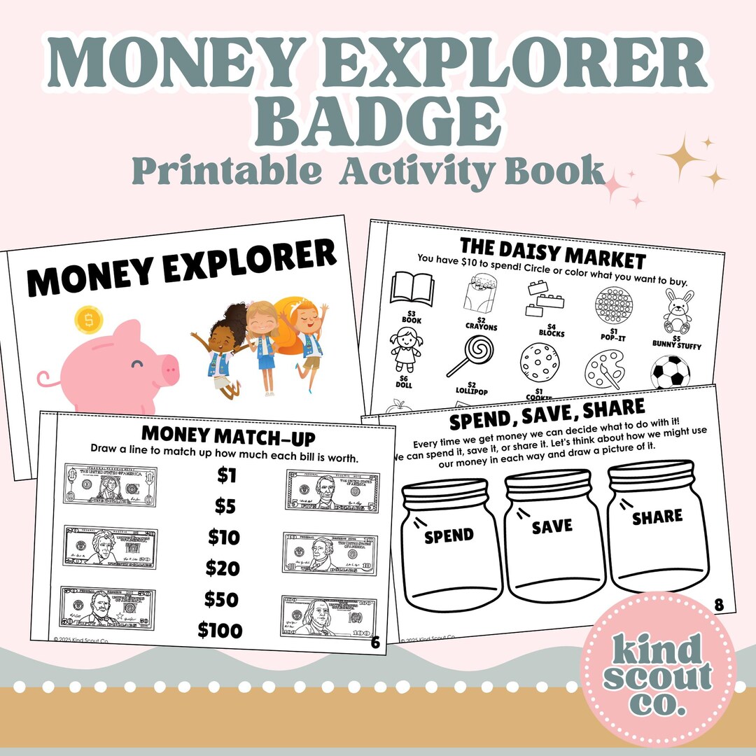 Money Explorer Badge Workbook, Daisy Girl Scouts Printable, Learning ...