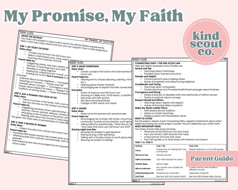 My Promise My Faith Pin | Daisy Girl Scout Family Activity | Inclusive ...