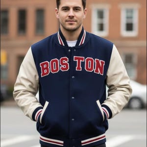 Letterman Handmade Varsity Jacket With Genuine Leather Sleeves and ...