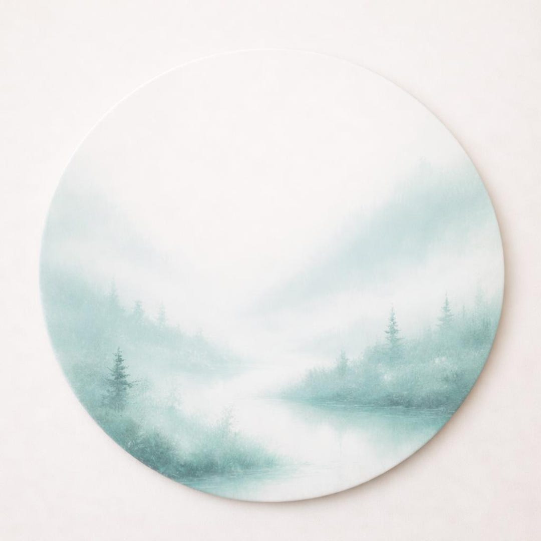 Placemat – 15 Inch Round – Calm Misty Forest Water – Dining Table Decor ...
