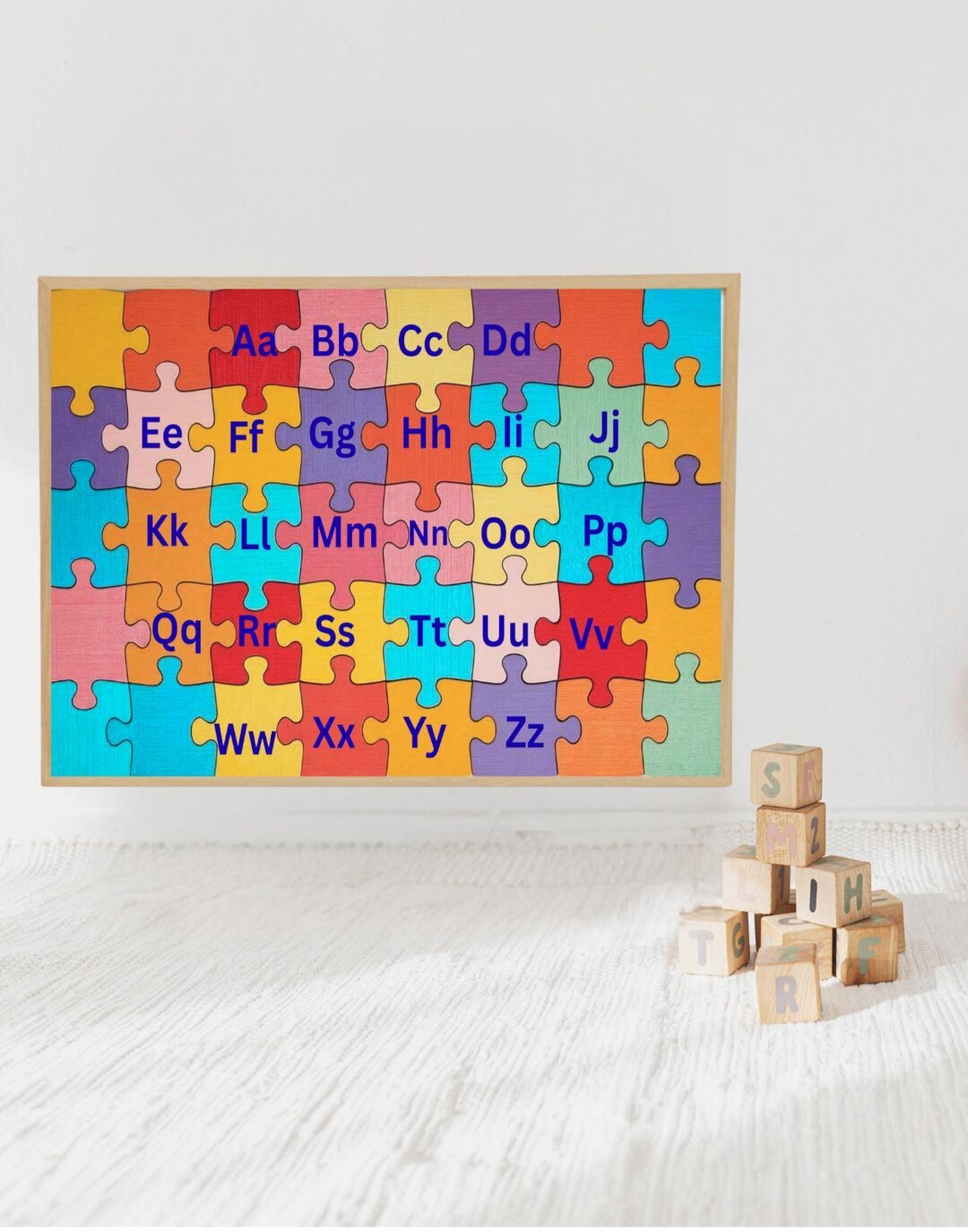 Alphabet in a Jigsaw, Alphabet Nursery Art, Kid's Alphabet Poster ...