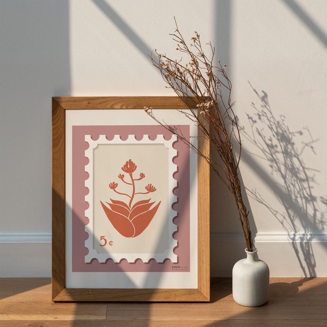 Agave Bloom Giclée Print: Vintage Stamp Style Plant Art - Etsy