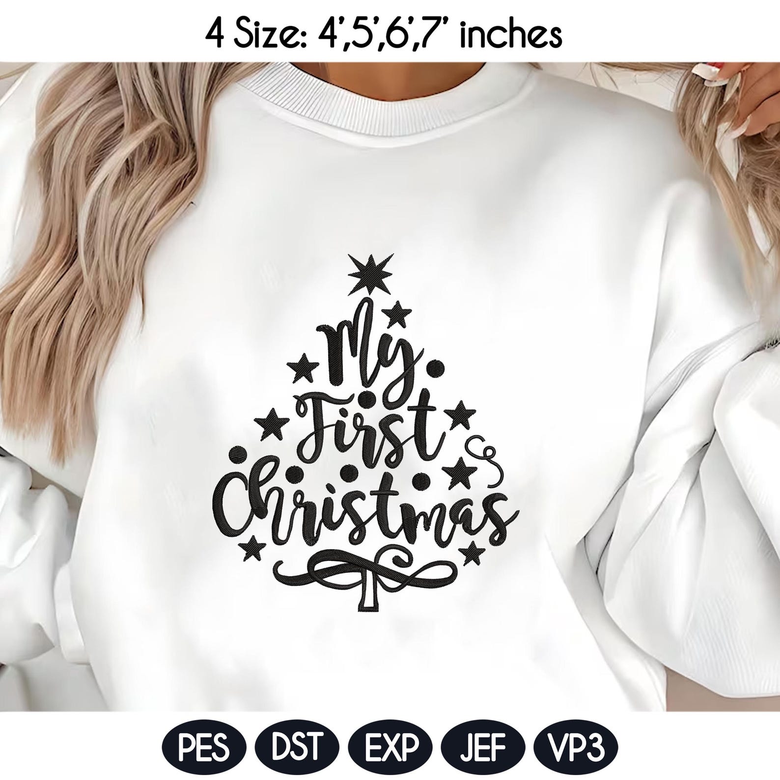 My First Christmas Embroidery Design, Baby Christmas Embroidery File ...