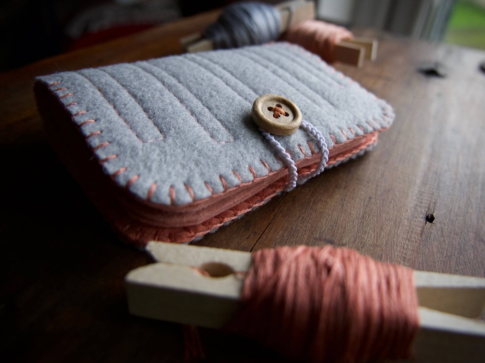 Wool Felt Needle Book Case Organizer Sewing Kit ø Blush & Grey | Etsy