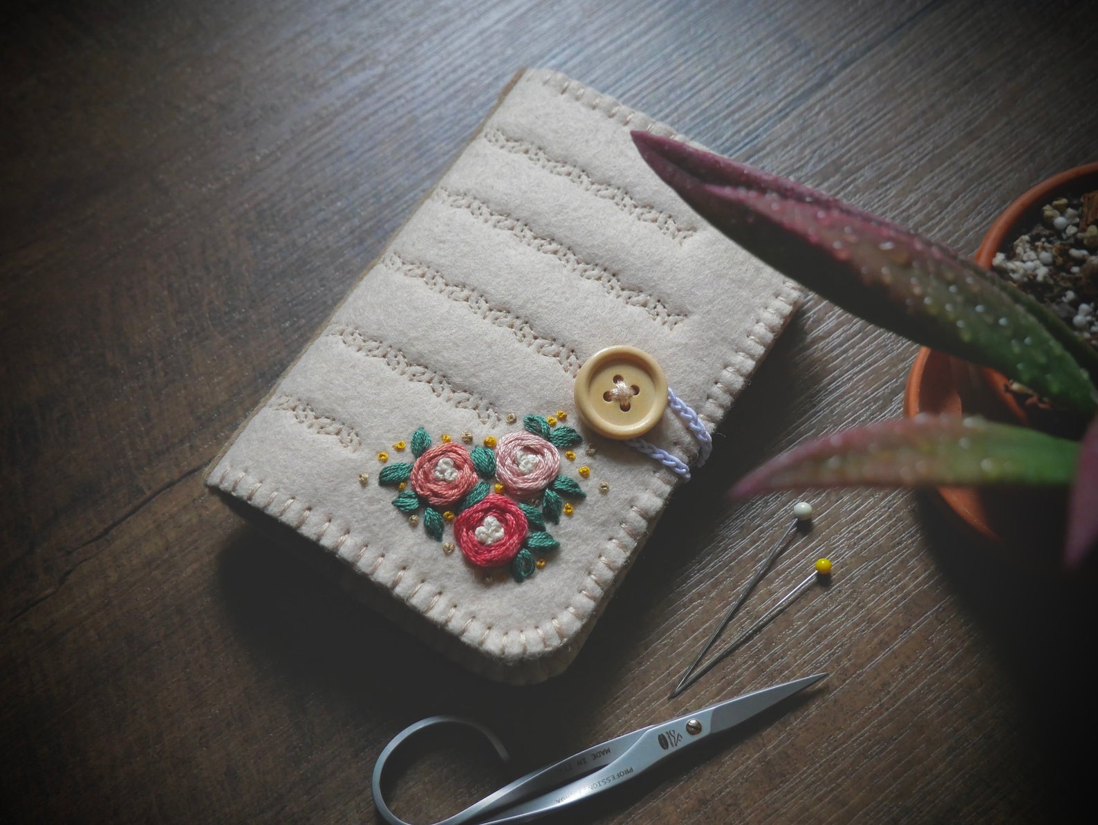 Wool Felt Needle Book Case Organizer Sewing Kit ø Florals ø ...