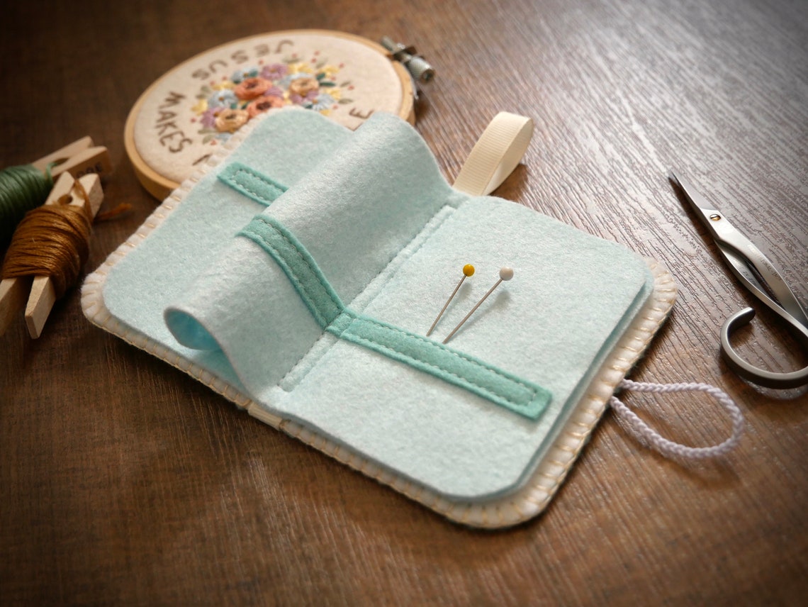 Wool Felt Needle Book Case Organizer Sewing Kit ø Baby Blue ø ...