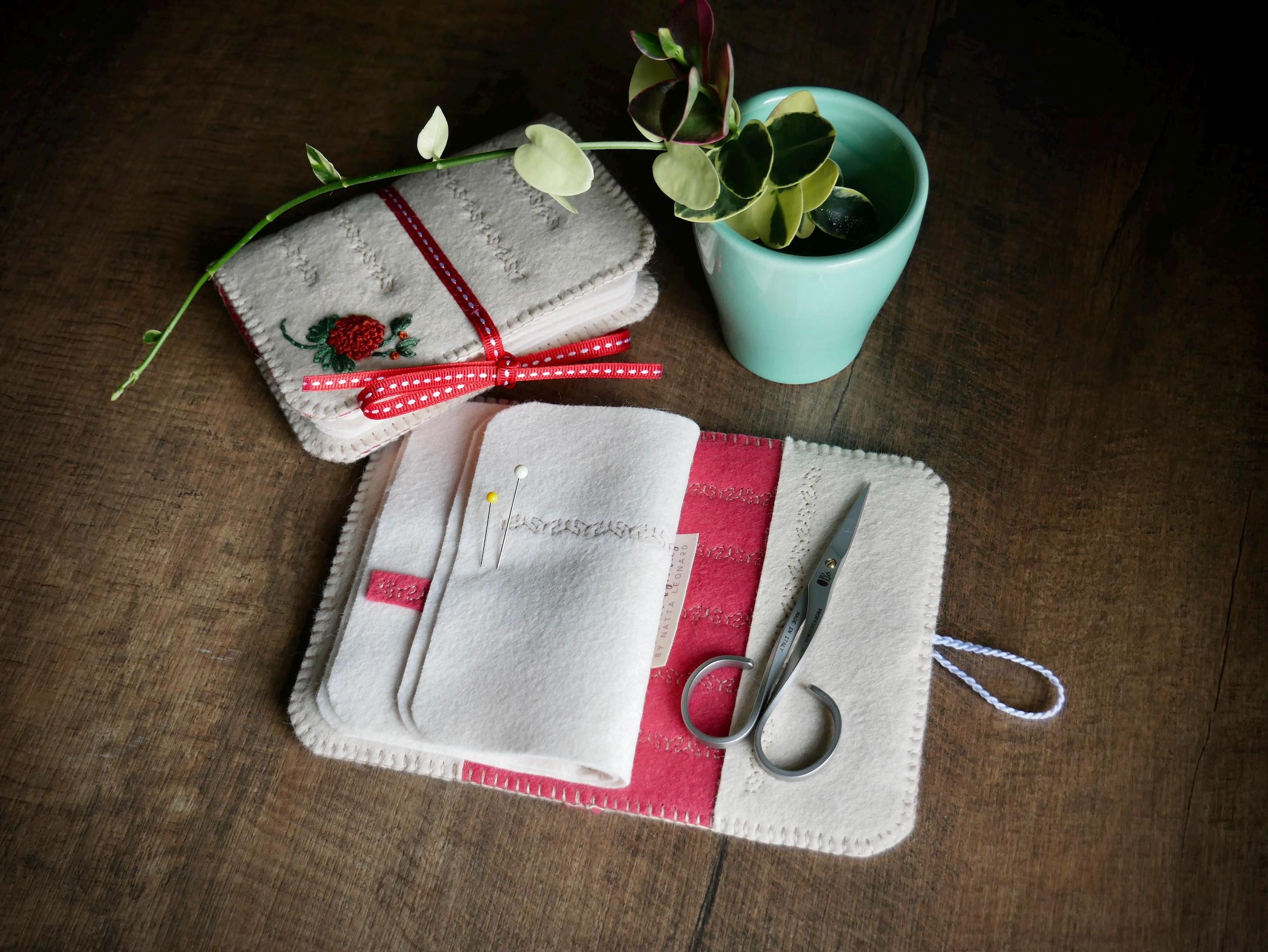 Wool Felt Needle Book Case Organizer Sewing Kit ø Mock Strawberry ø ...