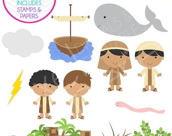 Jonah and the Whale Clip Art - Etsy