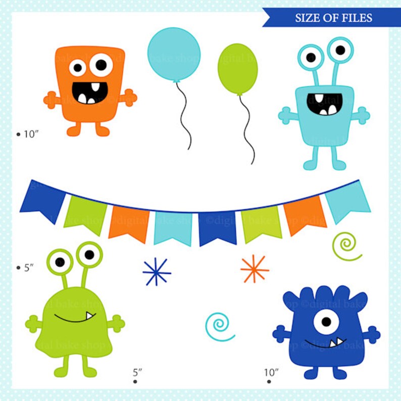 Monster Aliens Clipart Clip Art Birthday Party Boy Monsters - Etsy